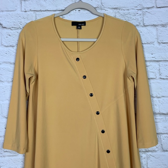 Sun Kim | Tops | Sun Kim Mustard Asymmetrical Button Tunic Top Xs ...